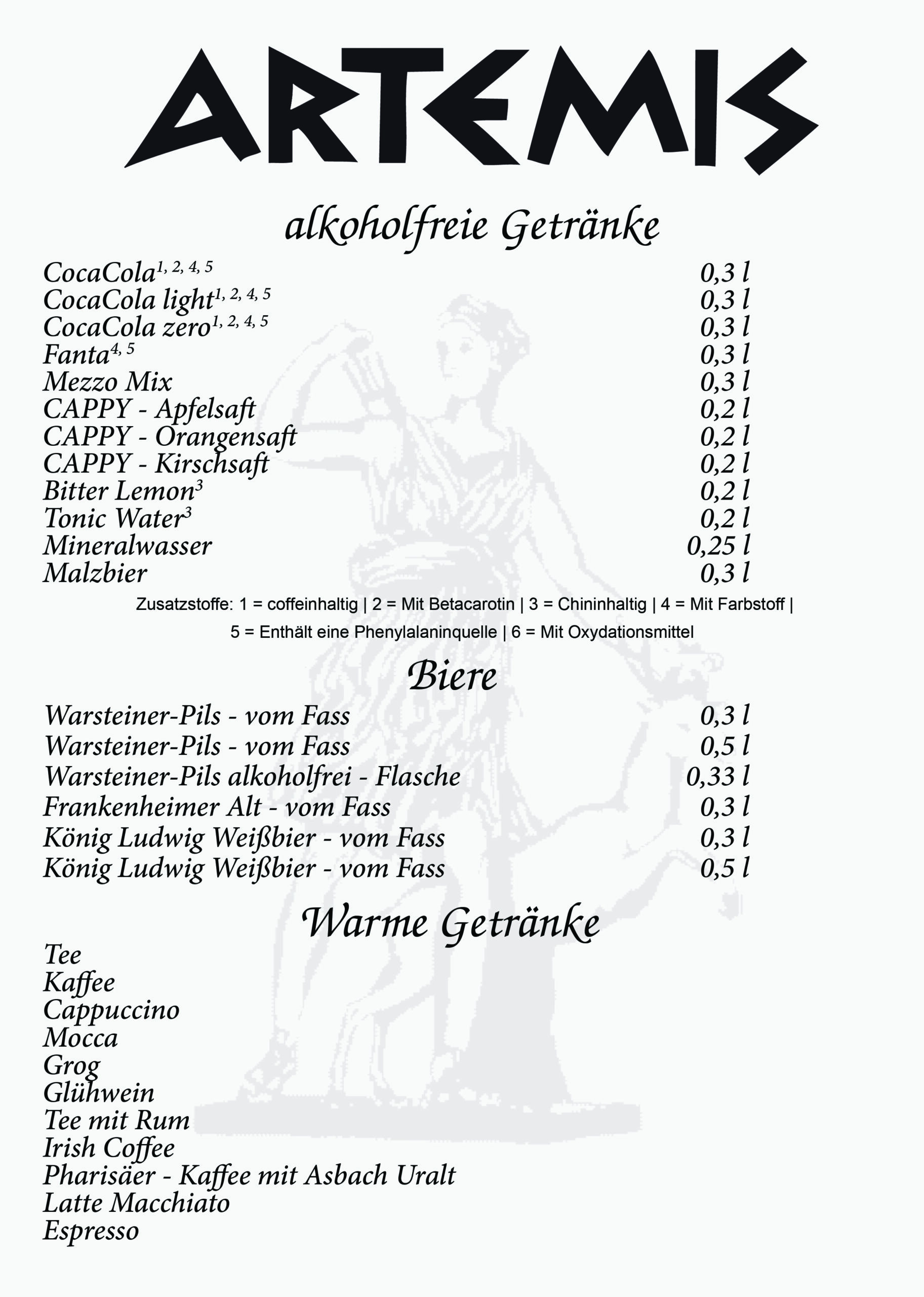 Menü – Restaurant Artemis